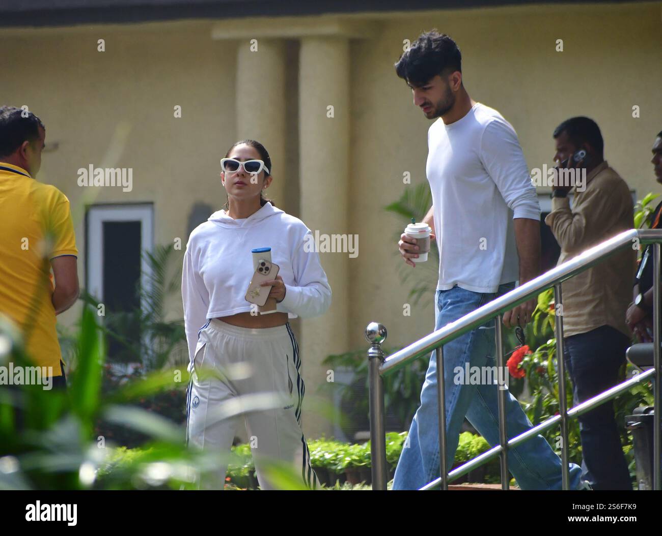 MUMBAI, INDIA - JANUARY 16: Saif Ali Khan's son Ibrahim and Sara Ali Khan, at Lilavati Hospital ...