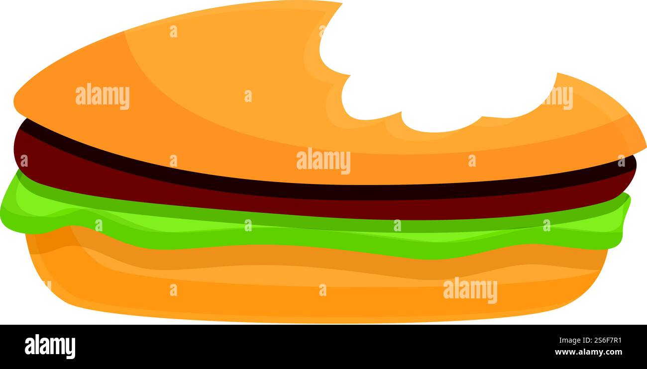 Bitten hamburger icon. Cartoon of bitten hamburger vector icon for web ...