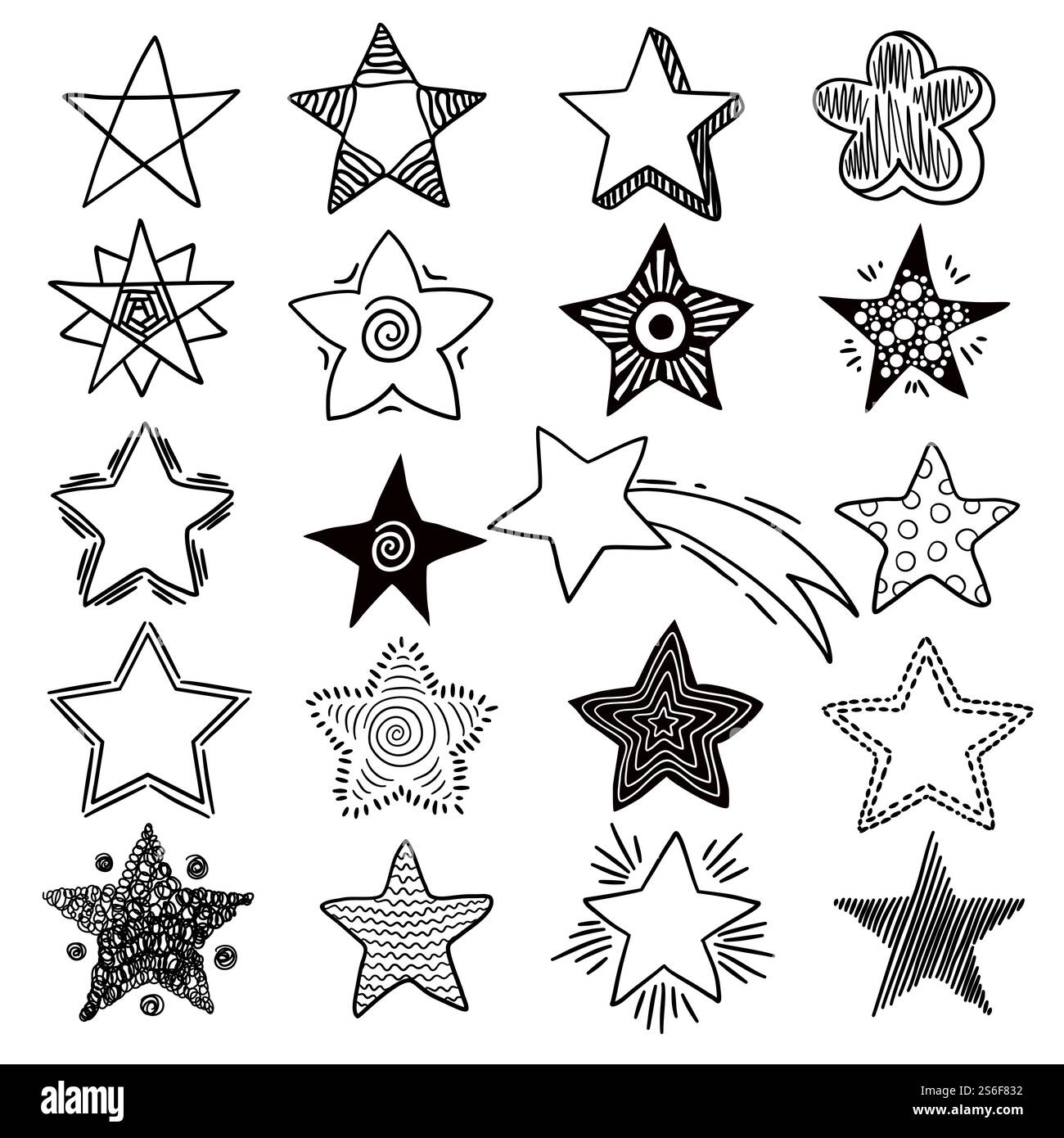 Stars doodle. Celebration happy lighting symbols cosmos shapes space ...