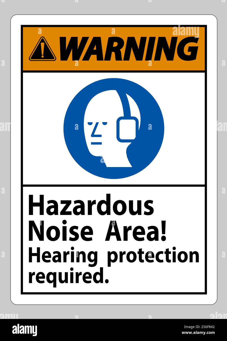 Warning Sign Hazardous Noise Area, Hearing Protection Required Stock ...