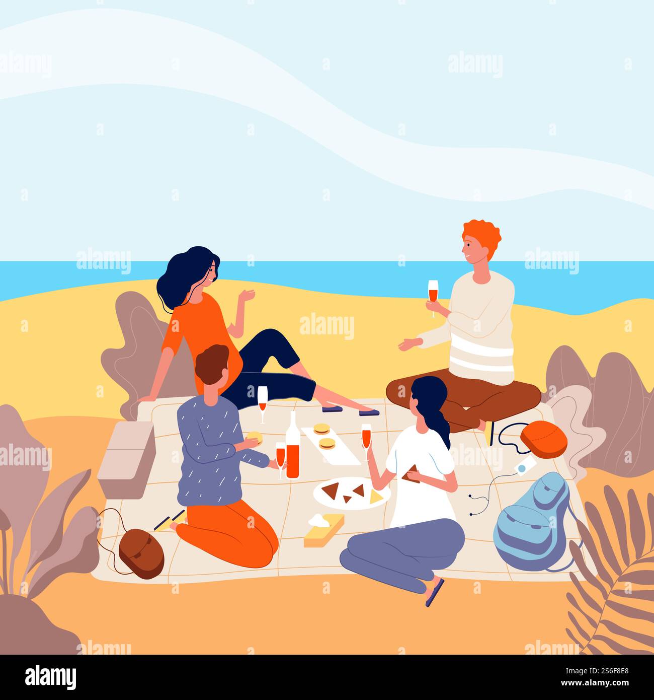 Family relaxation seaside Stock Vector Images - Alamy