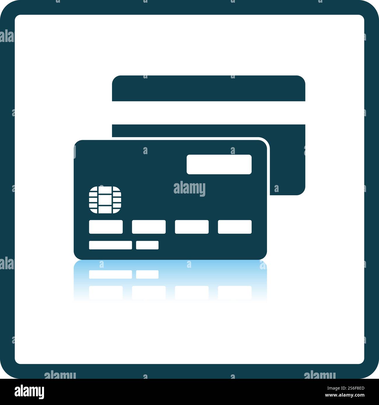 Front And Back Side Of Credit Card Icon. Square Shadow Reflection ...