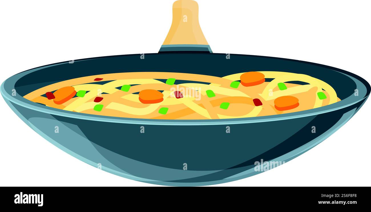 Fry wok pan icon. Cartoon of fry wok pan vector icon for web design ...