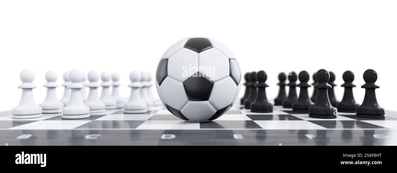 3d illustration of a soccer ball on a chess board Stock Photo - Alamy