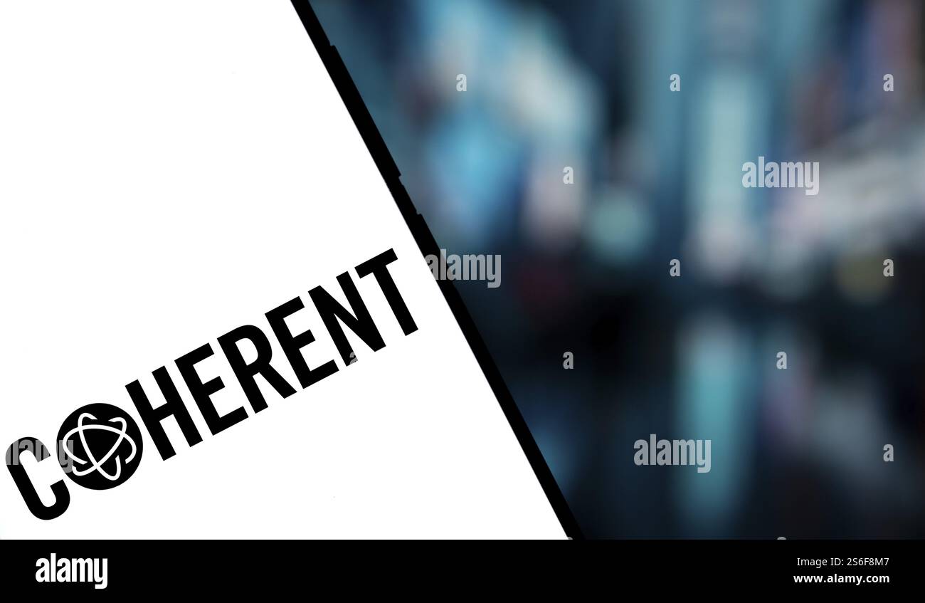 Coherent logo is displayed on smartphone. Coherent Inc is an American ...