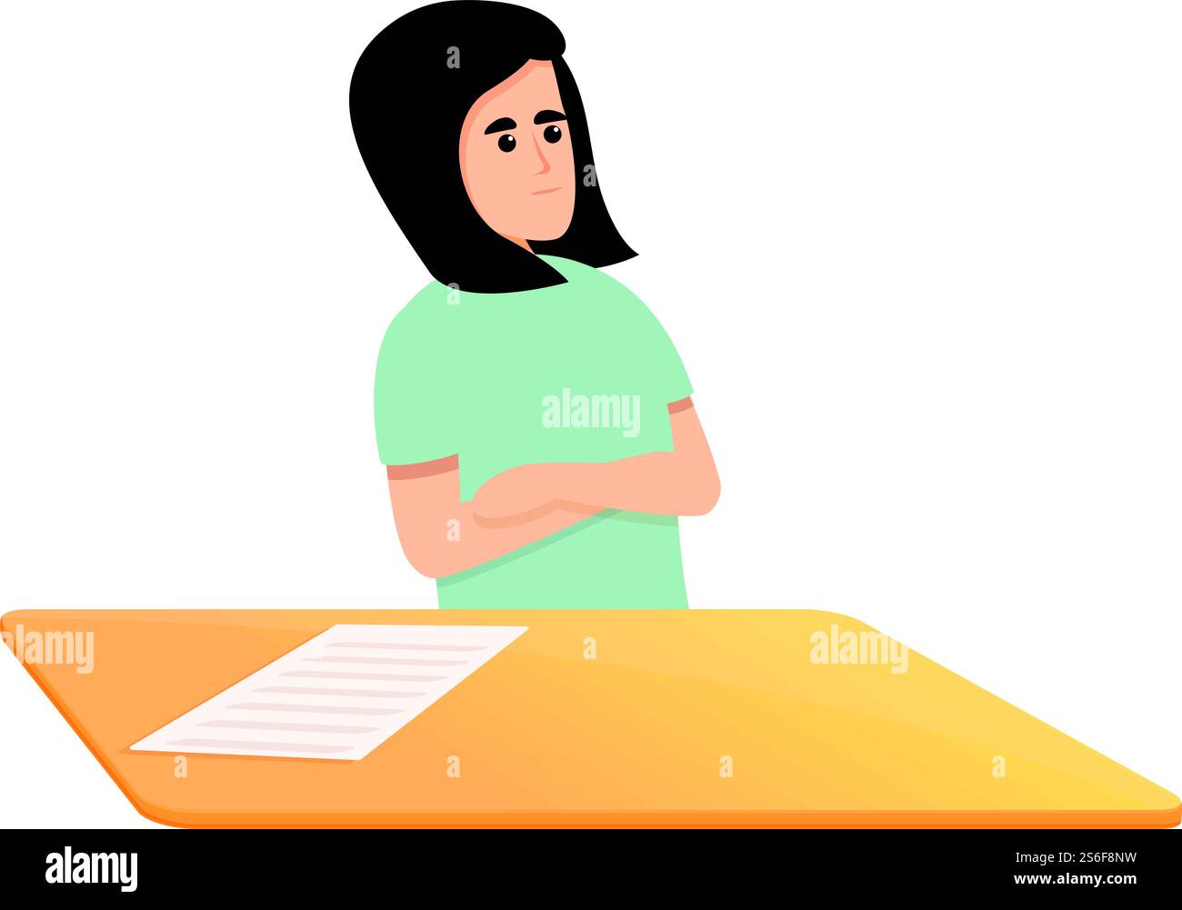 Girl finished school test icon. Cartoon of girl finished school test ...