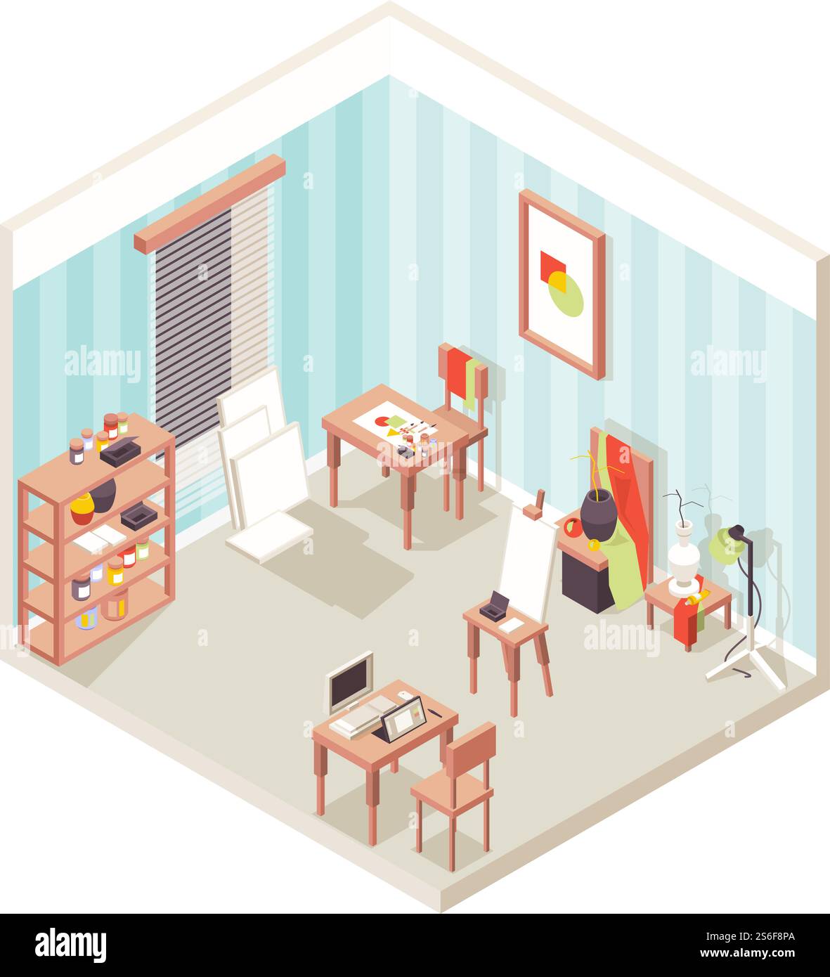 Artist studio interior. Painting place exhibition school for drawing ...