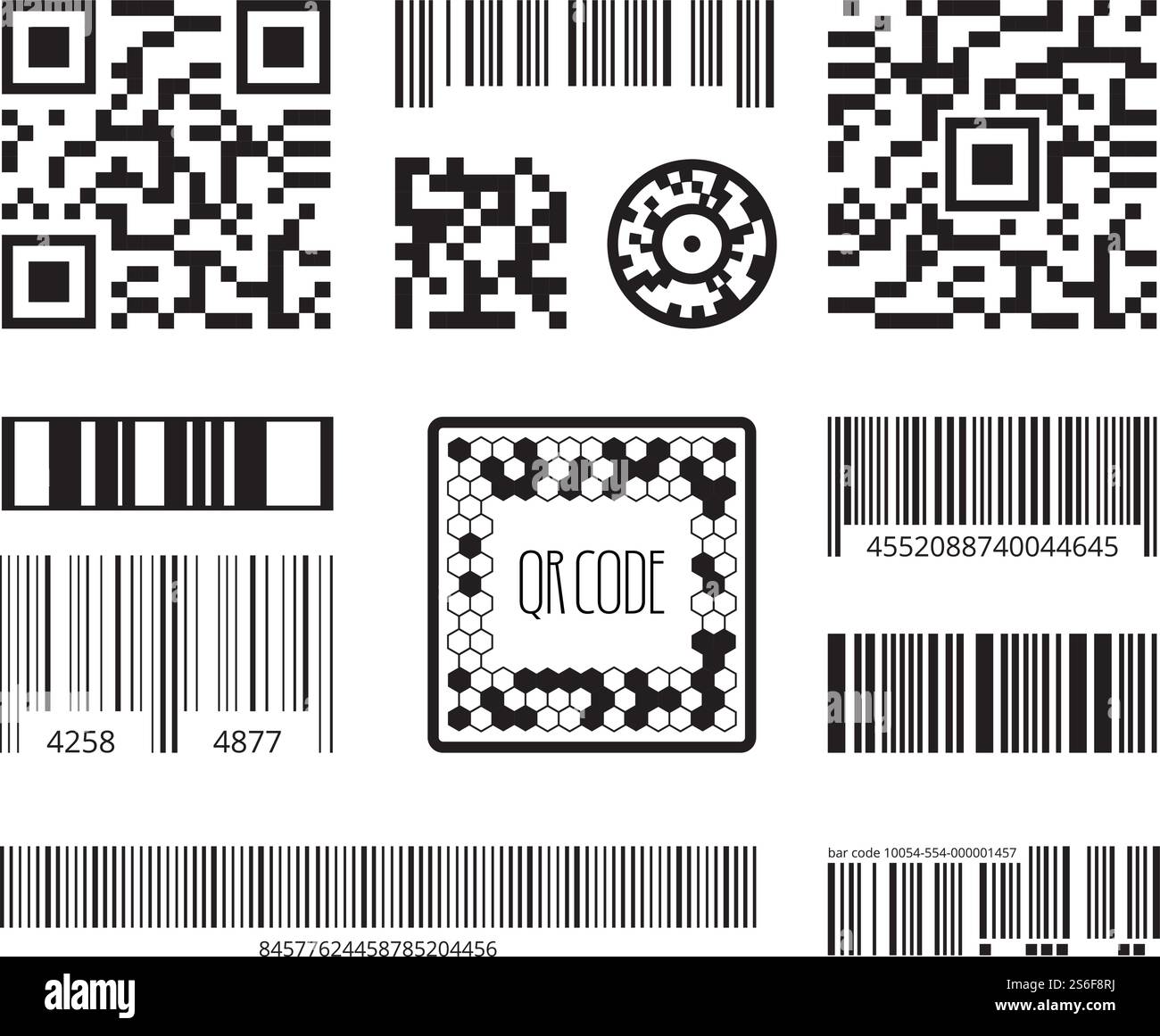 Barcode symbols. Coding products sticker qr digital code technology ...