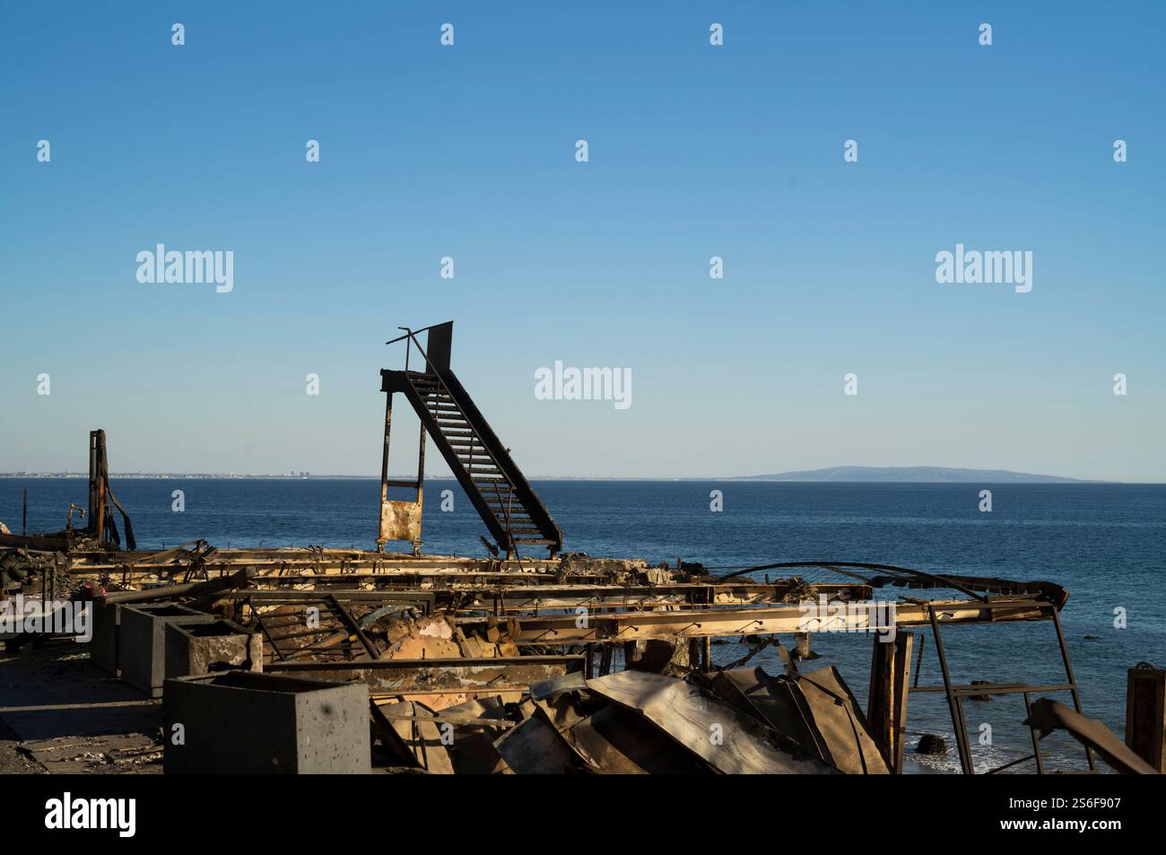 Malibu, California, USA. 15th Jan, 2025. Damaged structures are seen after the Palisades Fire ...