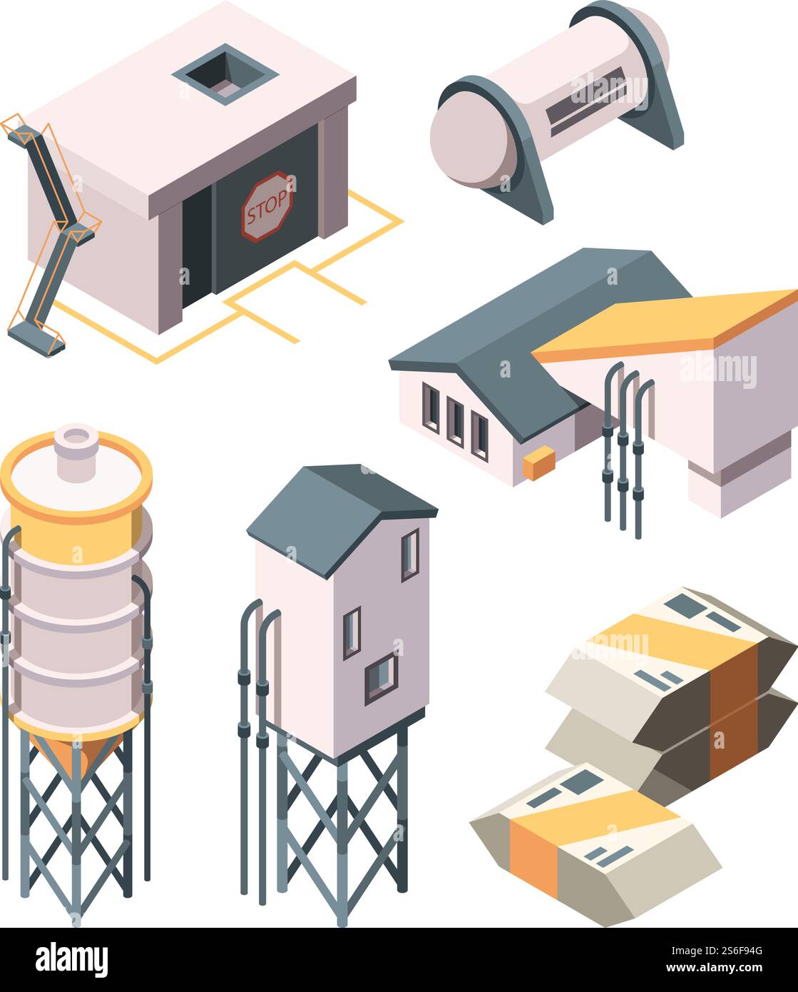 Cement production. Heavy industry concrete transport mixer and tanks ...