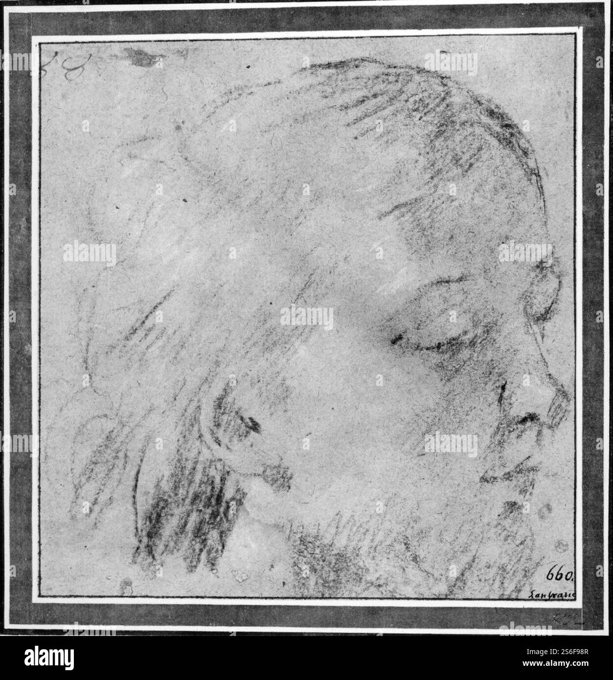 Giovanni Lanfranco - Head of Christ, turned to the right Stock Photo ...