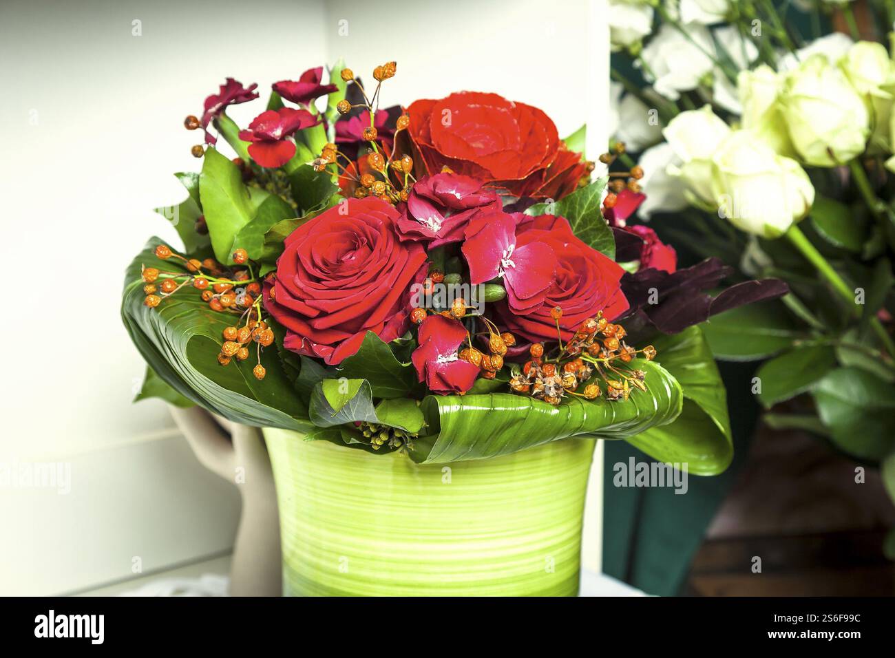 An image of a nice bouquet with red roses Stock Photo - Alamy
