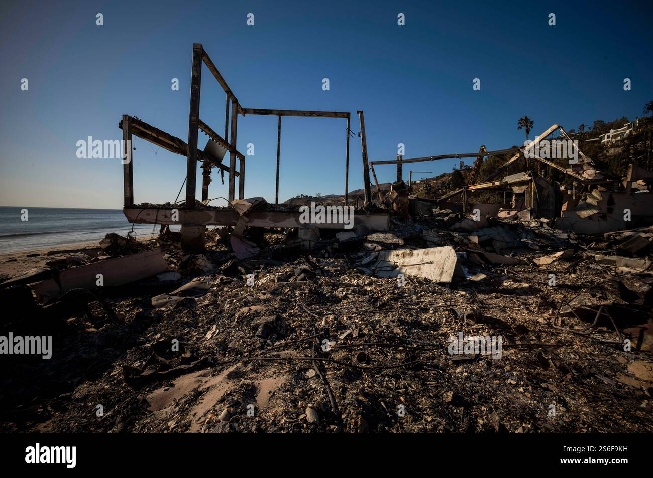Malibu, California, USA. 15th Jan, 2025. Damaged structures are seen after the Palisades Fire ...