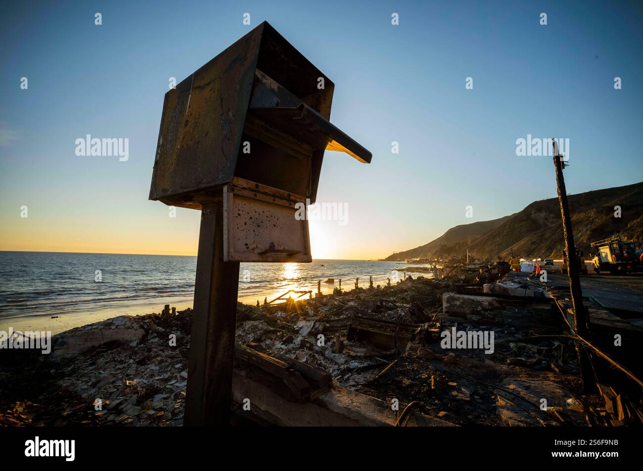Malibu, California, USA. 16th Jan, 2025. Damaged structures are seen after the Palisades Fire ...