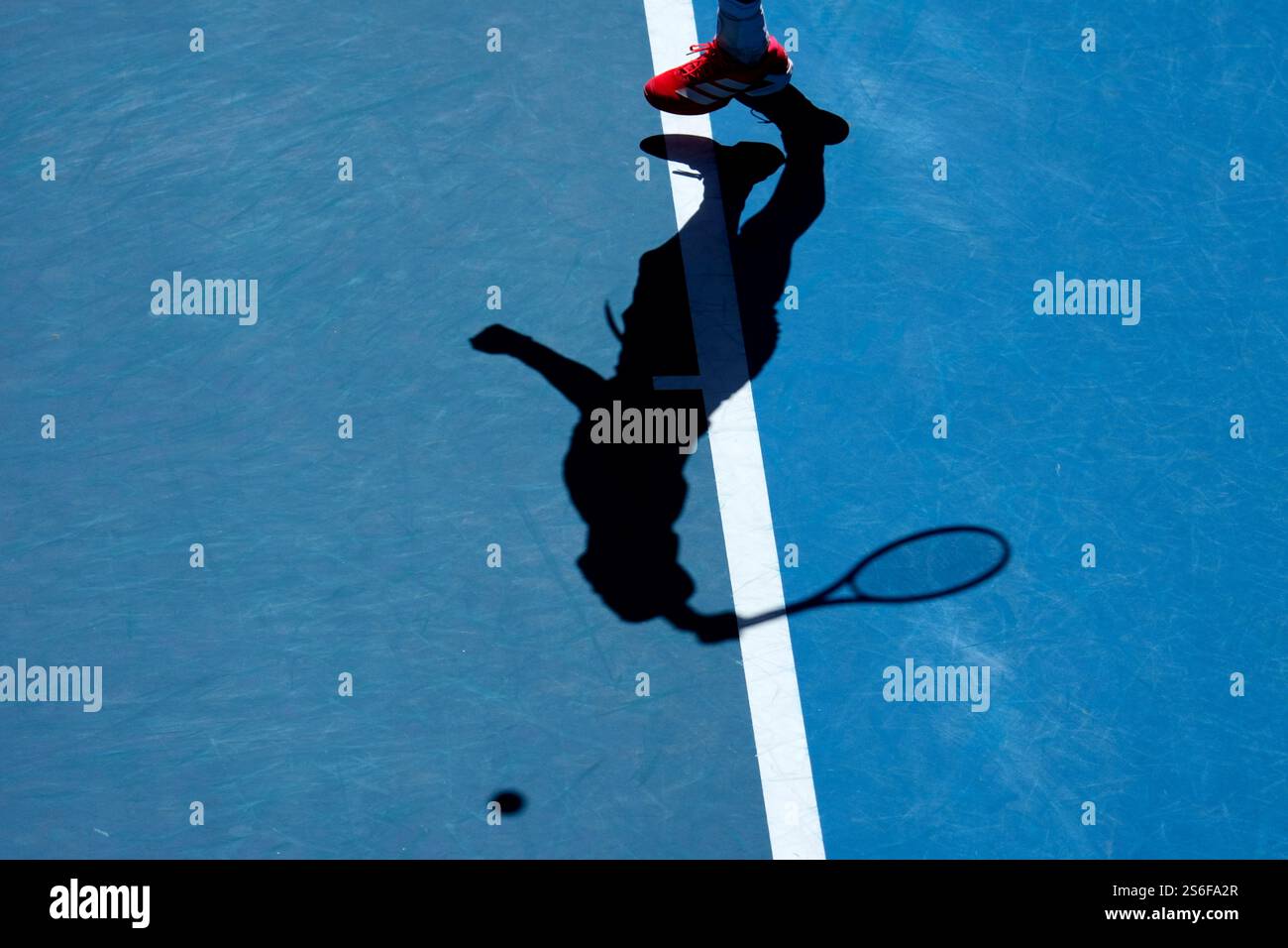 Jacob Fearnley of Britain serves to Alexander Zverev of Germany during their third round match ...