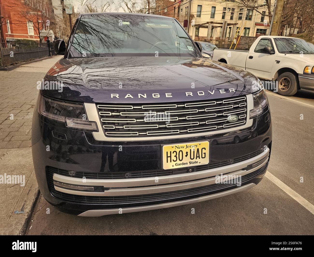 New York City, USA - February 27, 2024: Range Rover D300 luxury modern ...