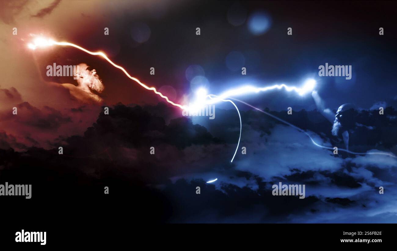 An image of two gods fight with lightnings Stock Photo - Alamy