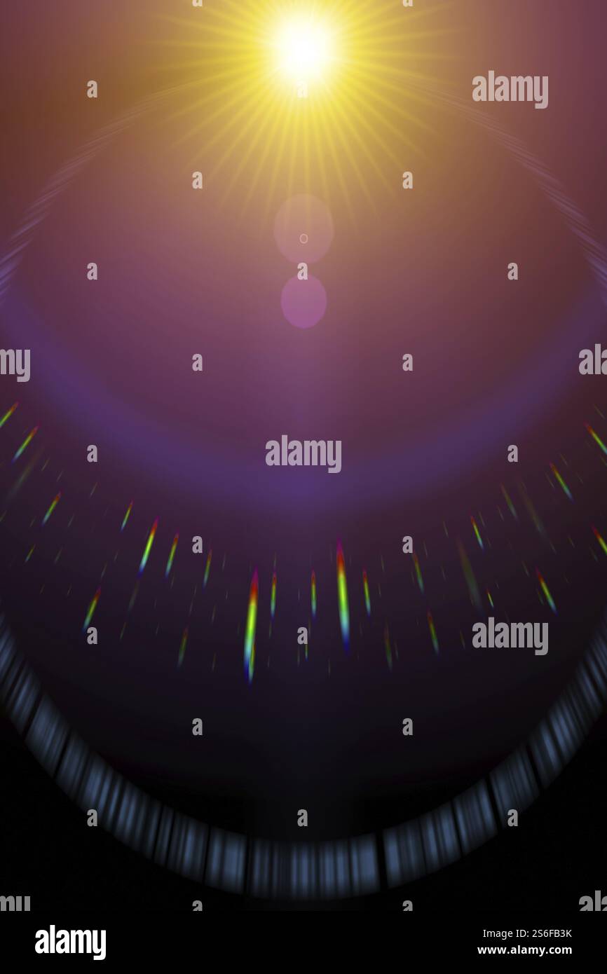 2d illustration of a yellow sun in the deep space Stock Photo - Alamy