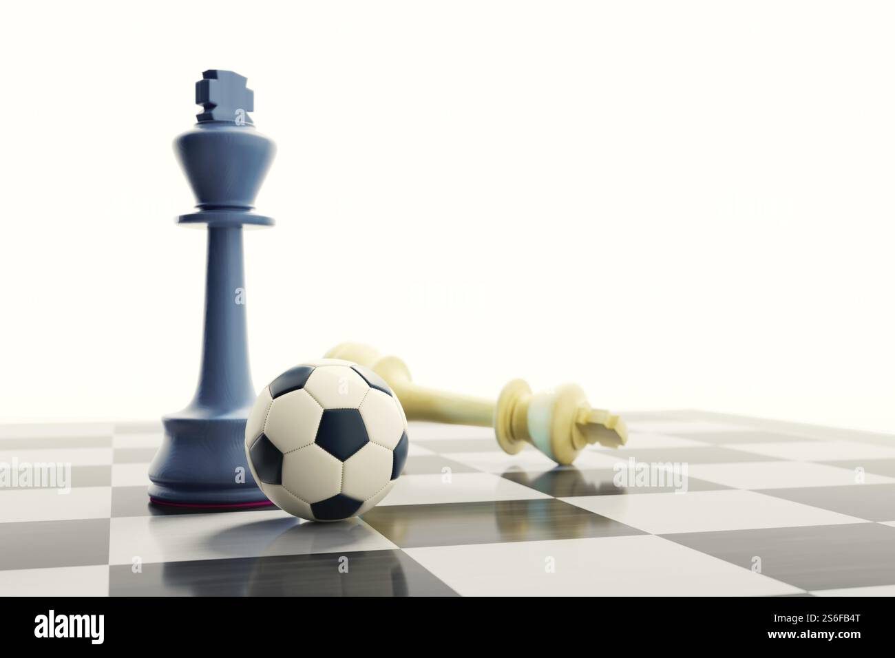 3d illustration of a soccer ball on a chess board Stock Photo - Alamy