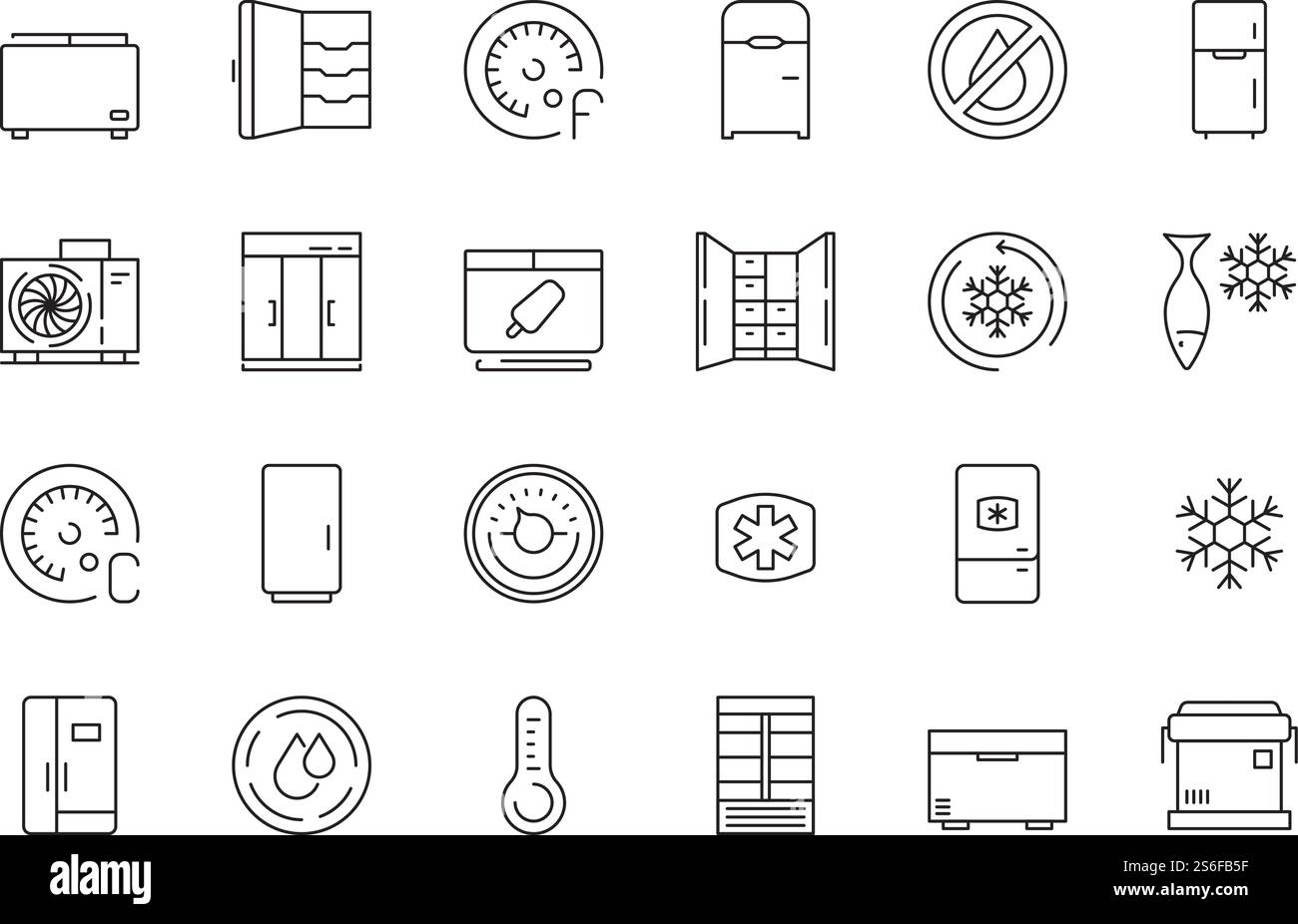 Freez icon. Refrigerator freezer in interior for food compact and ...