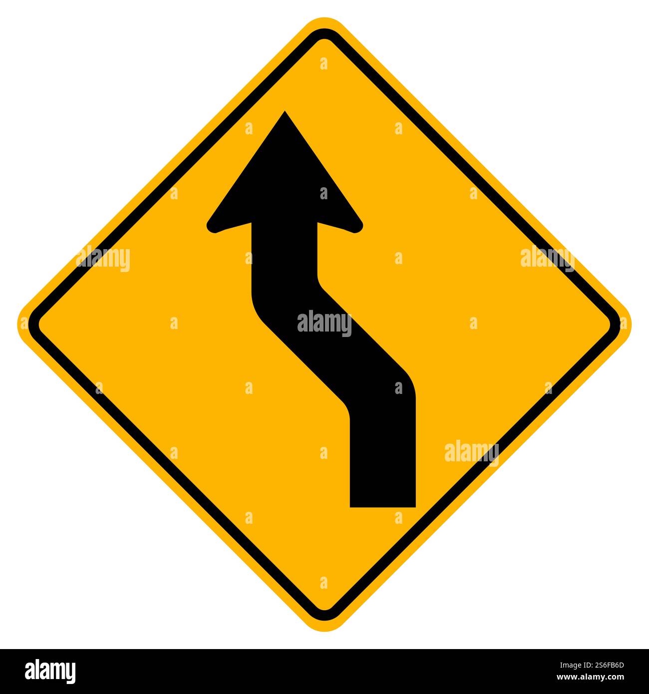 Curved Left Traffic Road Symbol Sign Isolate on White Background,Vector ...
