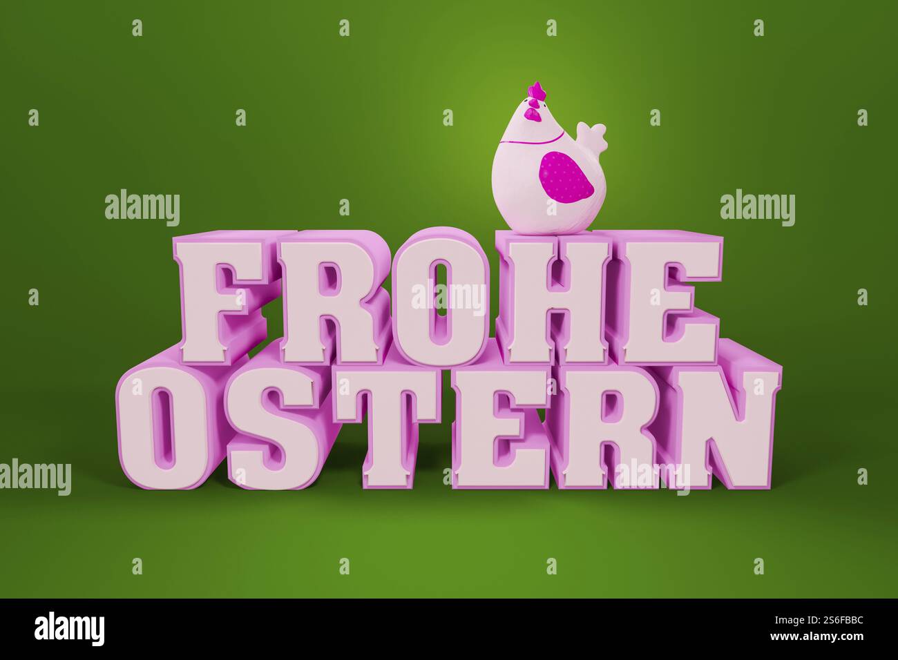 3d illustration of the words happy easter in german language with a ...