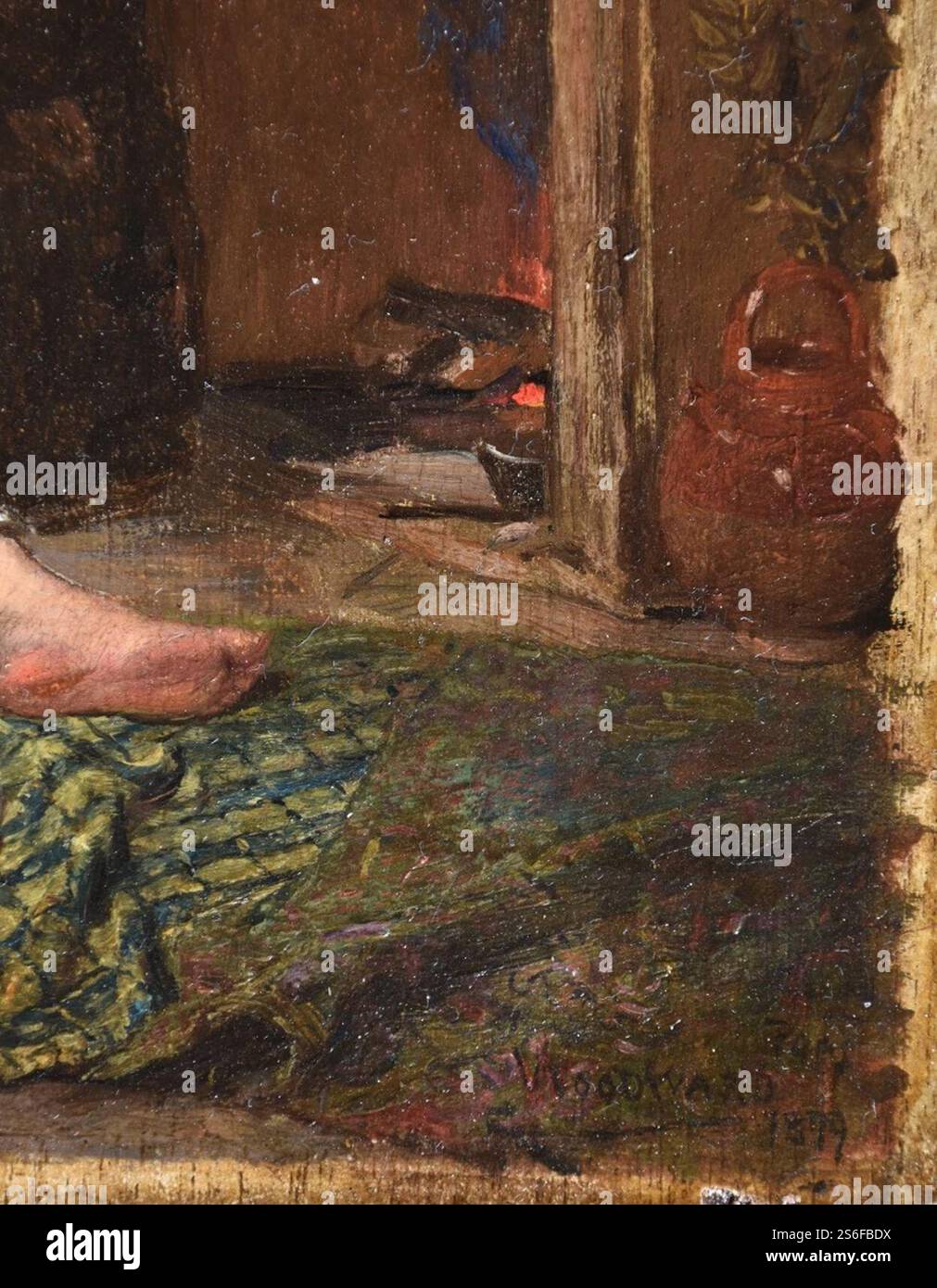 Girl Removing Fleas from a Dog signature detail Stock Photo - Alamy