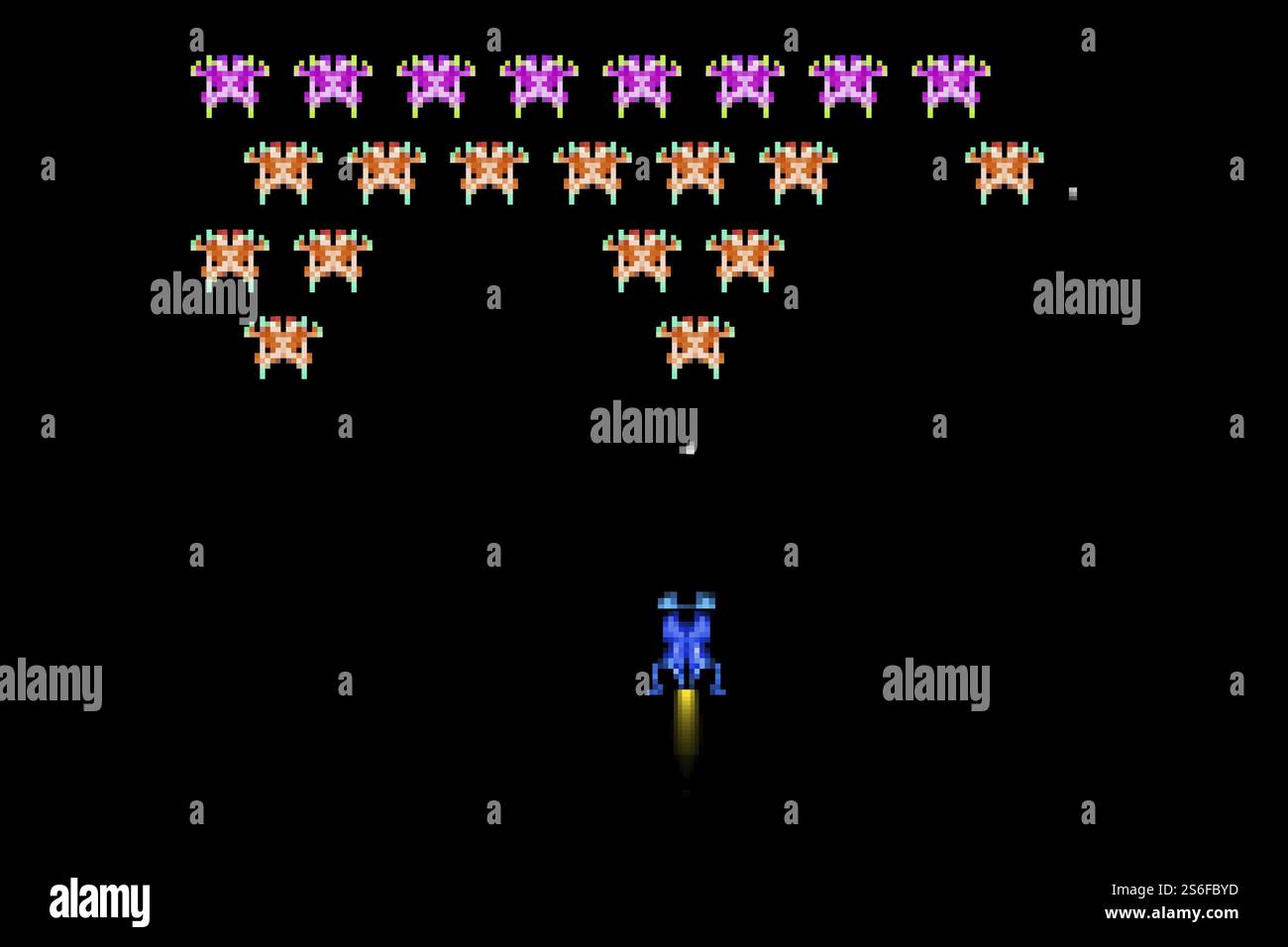 Illustration of a typical 80s pixel space arcade game Stock Photo - Alamy