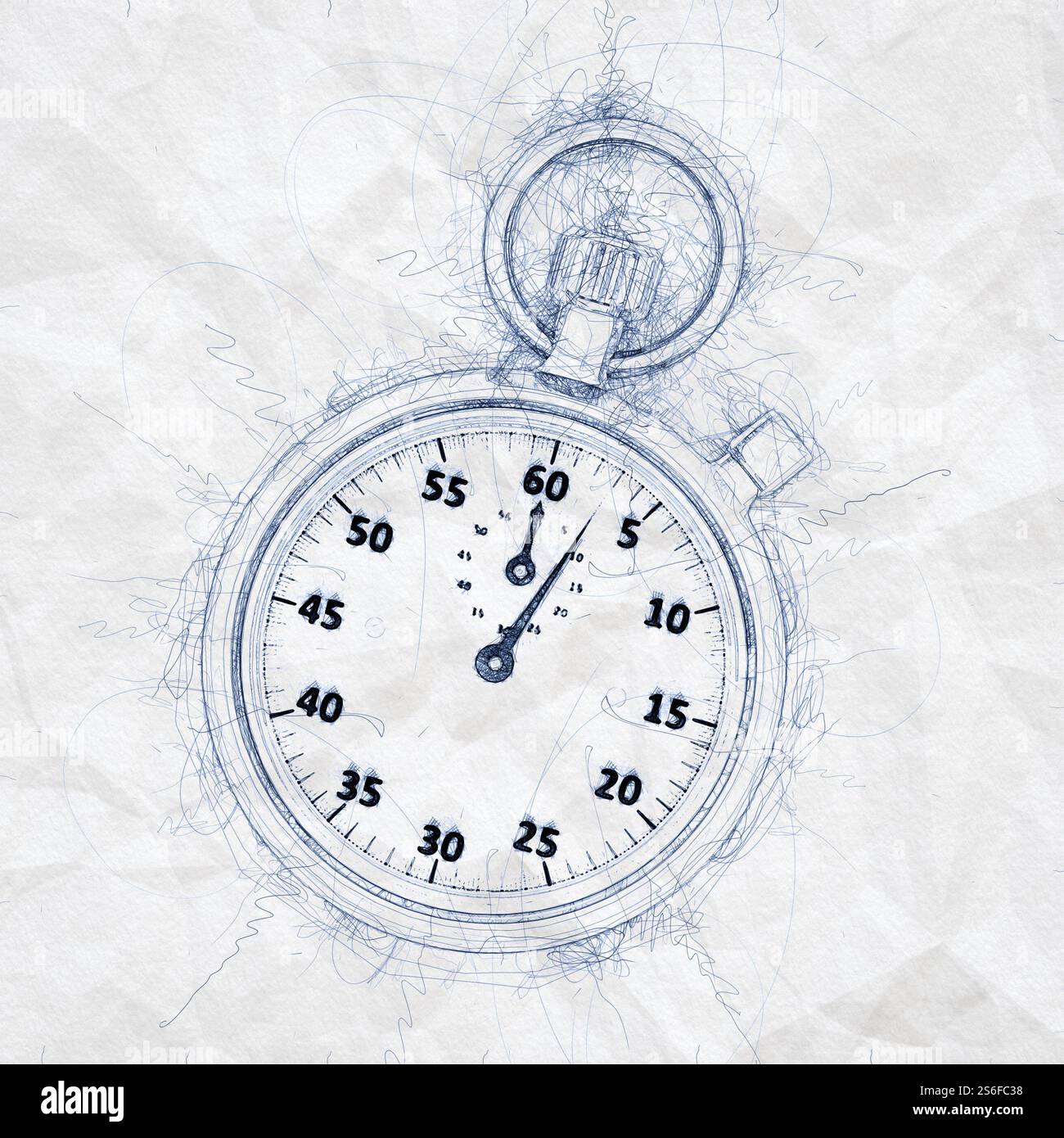 A blue ballpoint pen doodle stopwatch illustration Stock Photo - Alamy