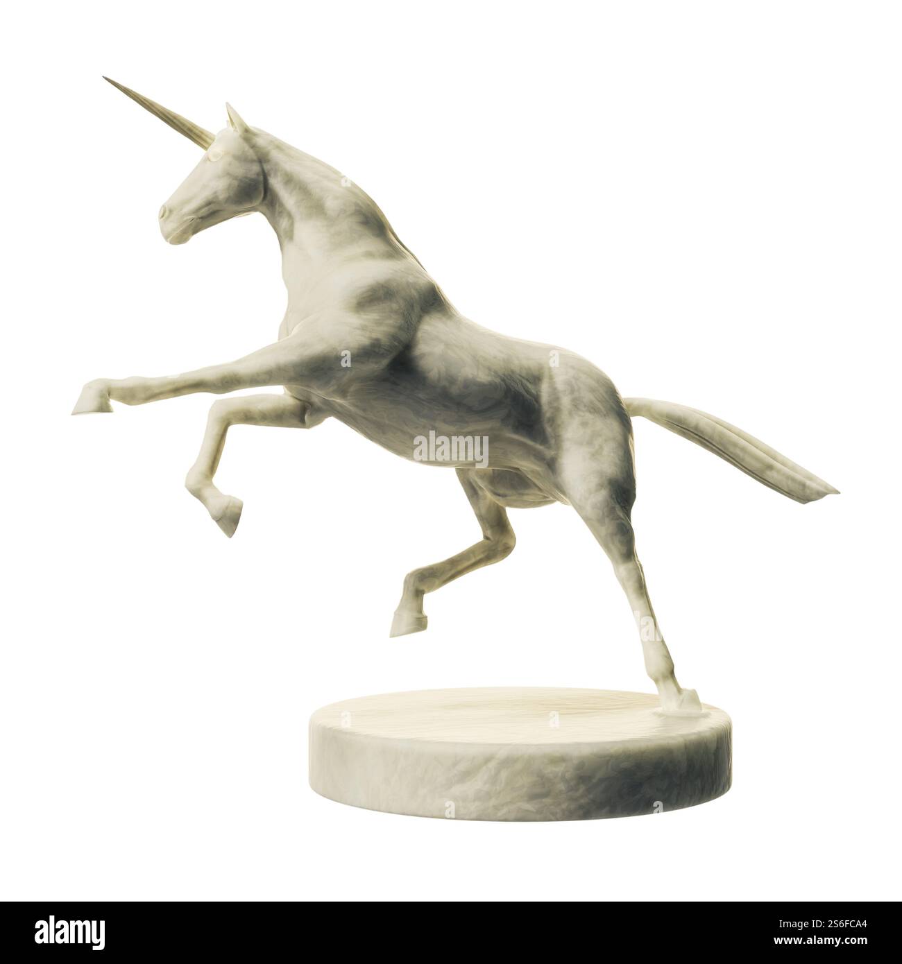 3d illustration of a beautyful marble unicorn figure isolated on white ...