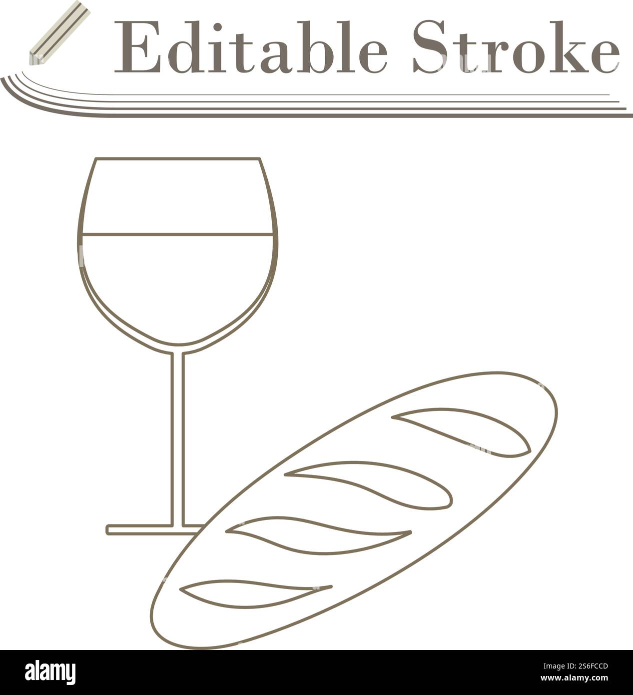 Easter Wine And Bread Icon. Editable Stroke Simple Design. Vector Illustration Stock Vector ...