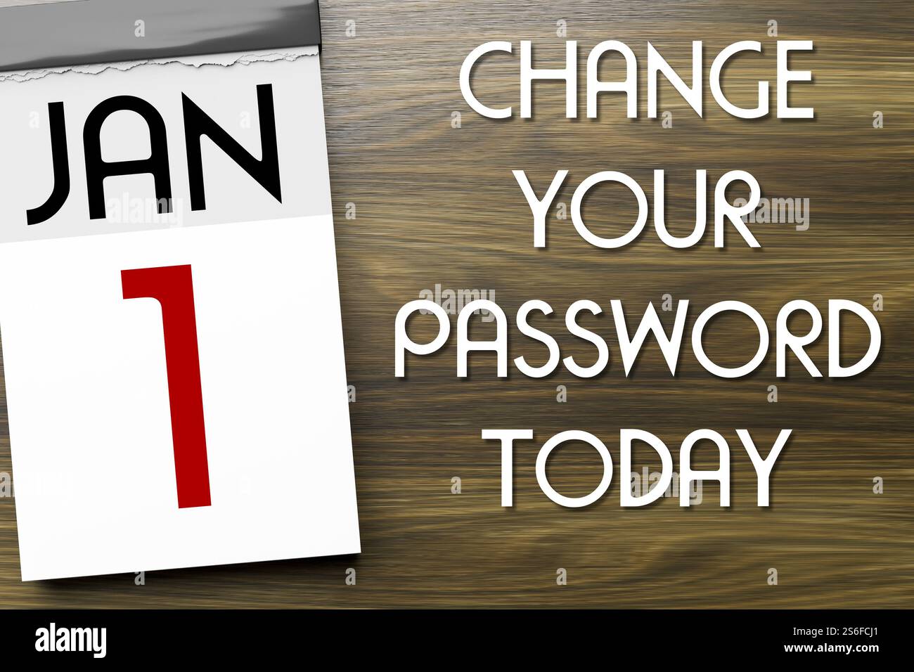 3d illustration of a calendar the 1st of January change your password ...