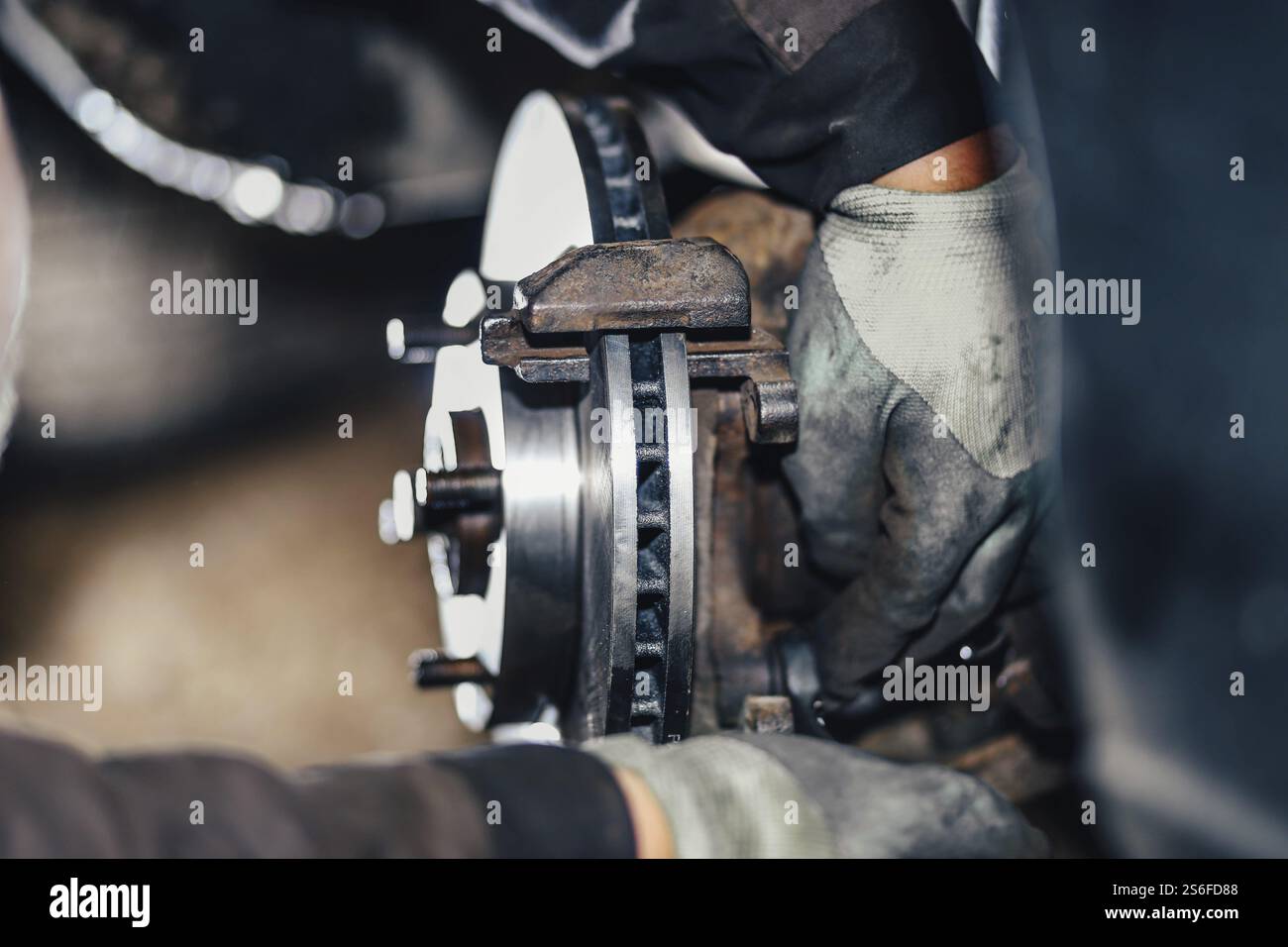 Car brake system repair Stock Photo - Alamy