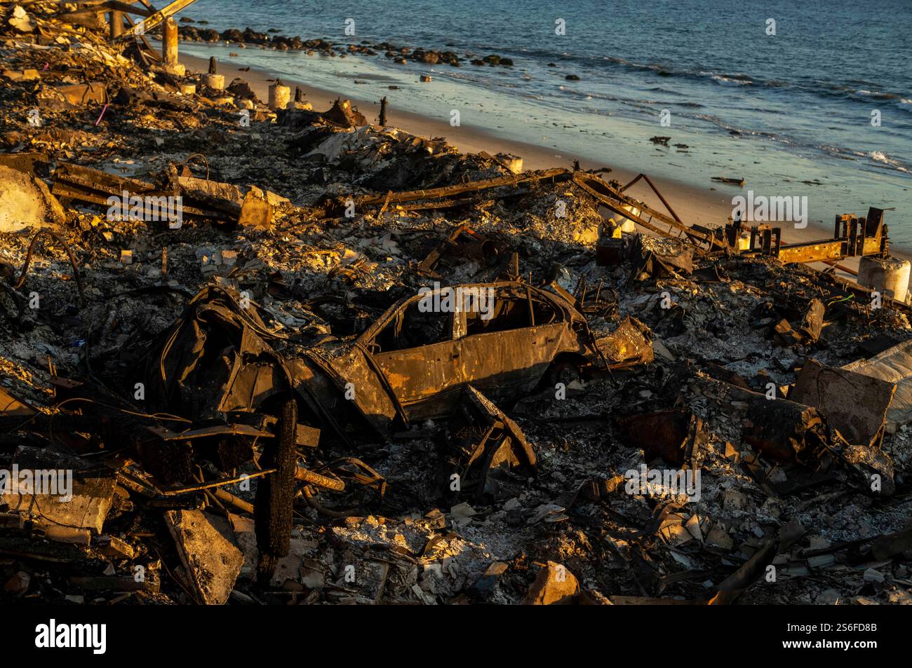 Malibu, California, USA. 16th Jan, 2025. Damaged structures are seen after the Palisades Fire ...