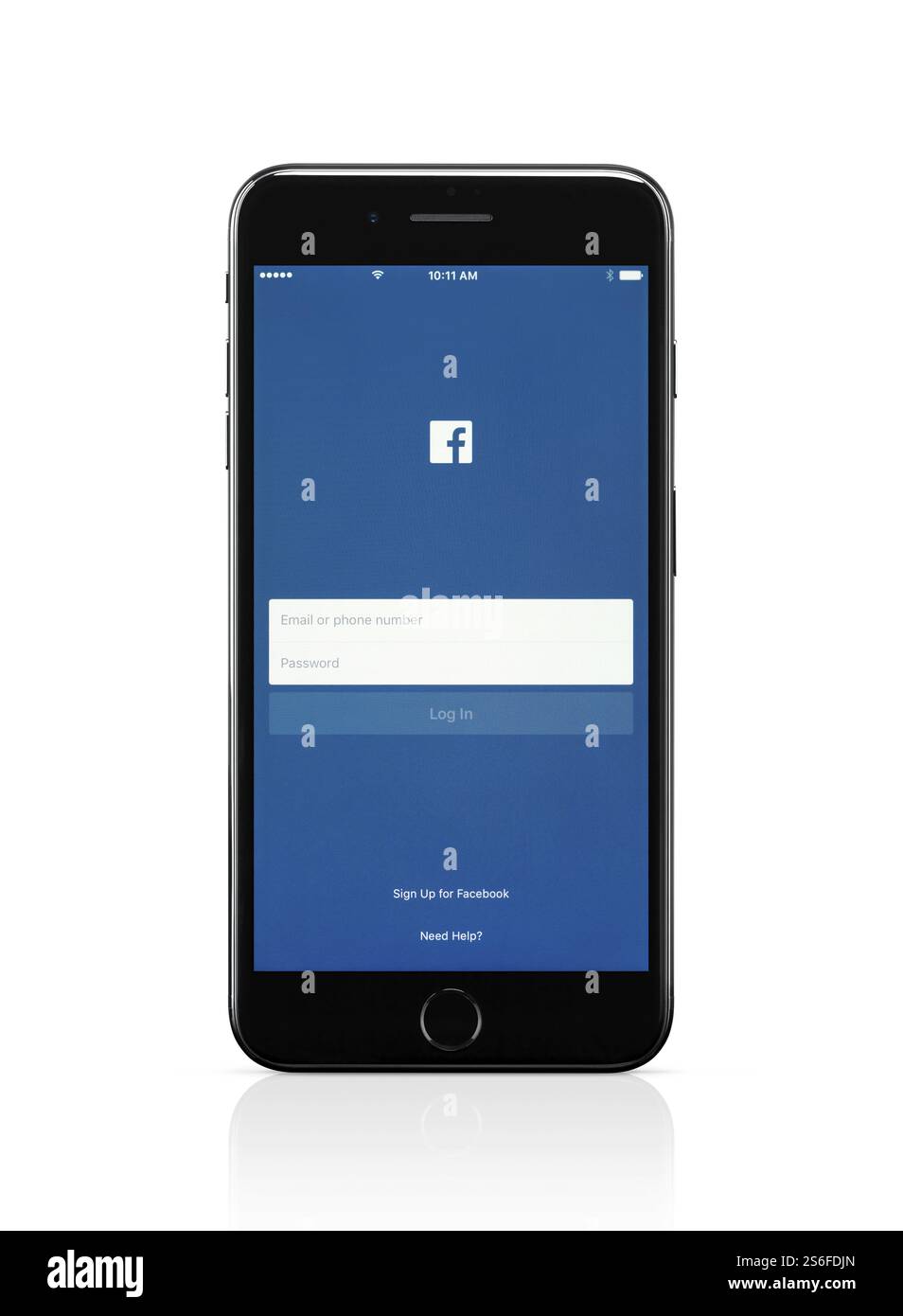 Apple iPhone 7 Plus with Facebook login screen on its display isolated ...