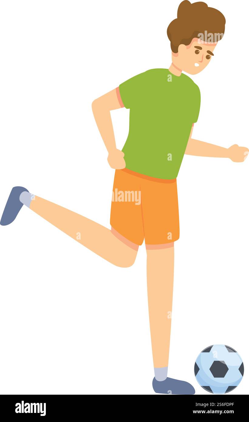Boy running play soccer icon. Cartoon of boy running play soccer vector ...