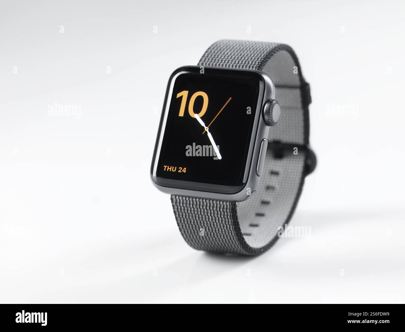 Apple Watch smartwatch with analog clock dial on display on white ...