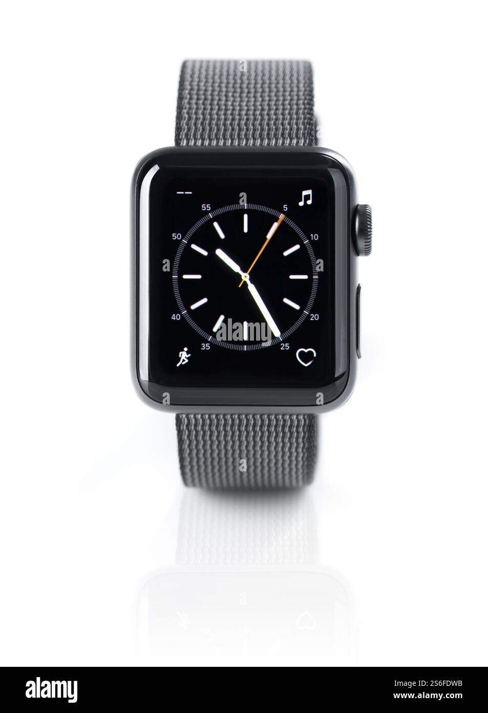Apple Watch smartwatch with analog clock dial on display front view ...