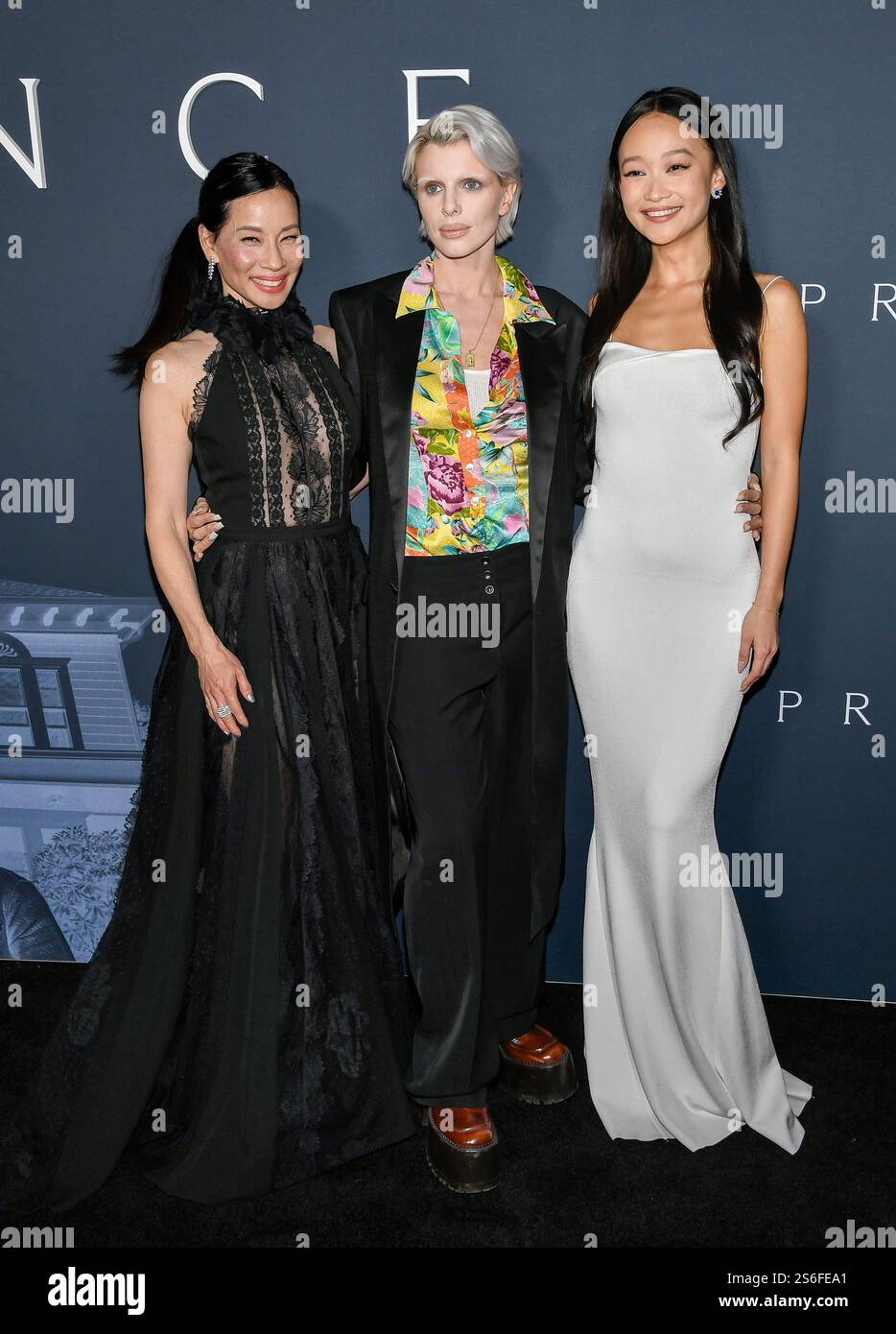 Lucy Liu, left, Julia Fox and Callina Liang attend the premiere of ...