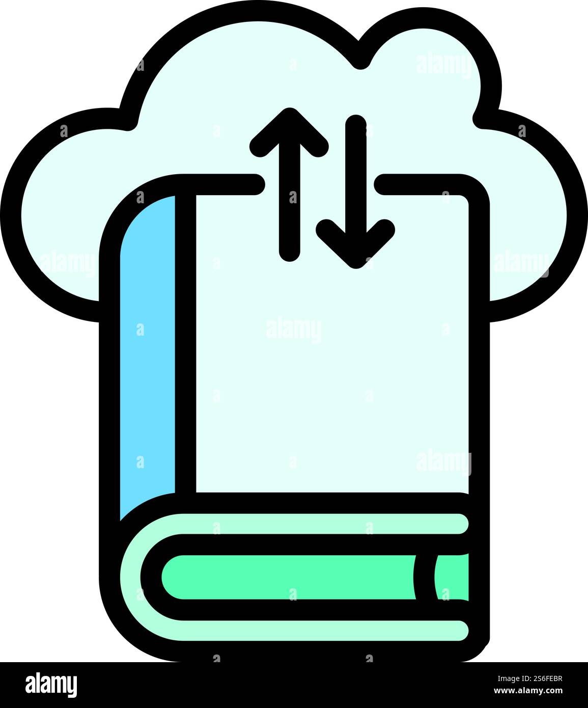 Interactive learning cloud book icon. Outline interactive learning ...