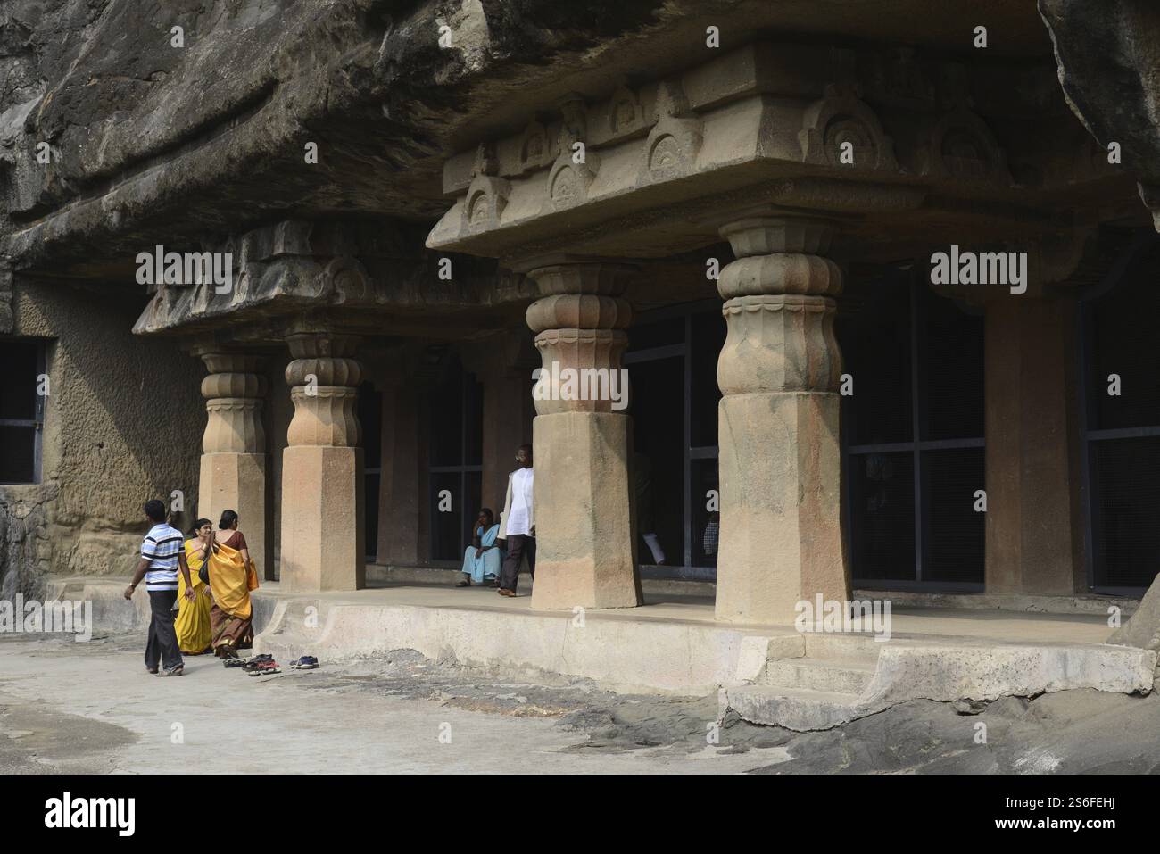 Caves of Ajanta and Ellora, detailed view of pillars and rocks with ... Caves of Ajanta and Ellora, detailed view of pillars and rocks with ...