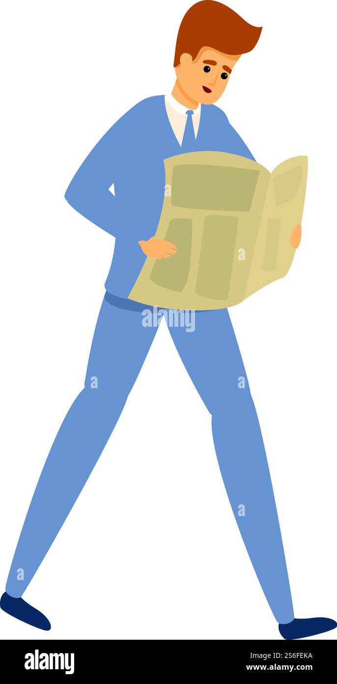 Careless businessman with newspaper icon. Cartoon of careless ...