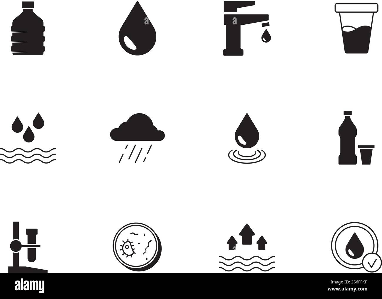 Water icon. Rain splashes drops liquid drinks recycling process ...