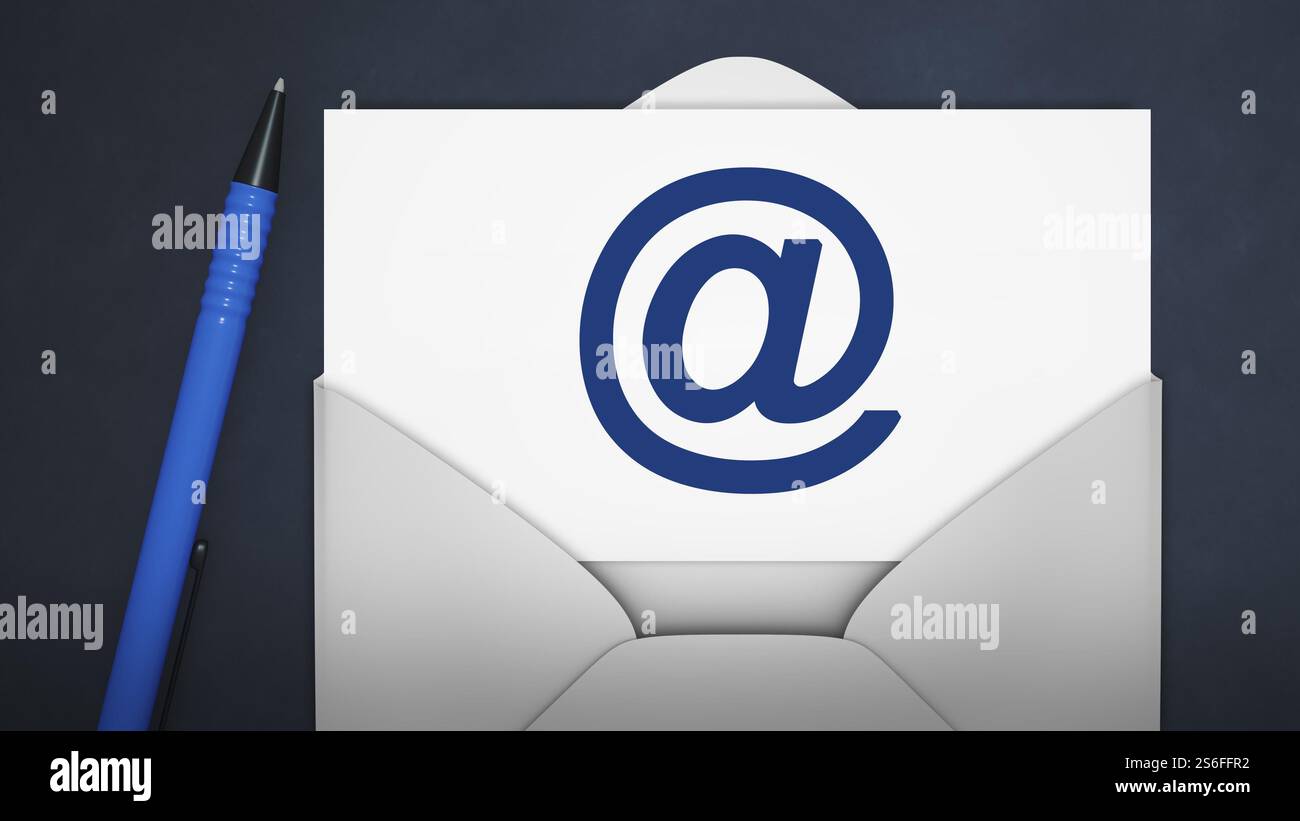 3d illustration of an envelope with an email sign Stock Photo - Alamy