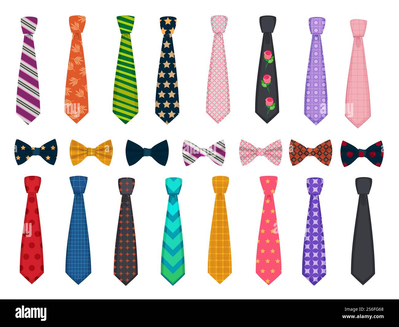 Tie collection. Men suits accessories bows and ties fashioned vector ...