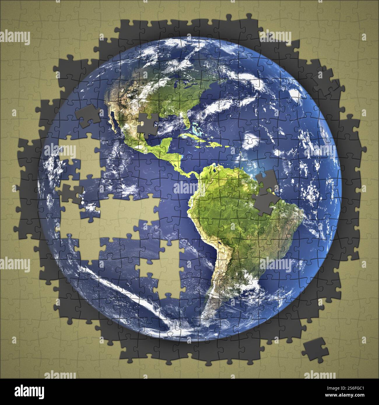 The planet Earth jigsaw puzzle done with NASA textures 3d illustration ...