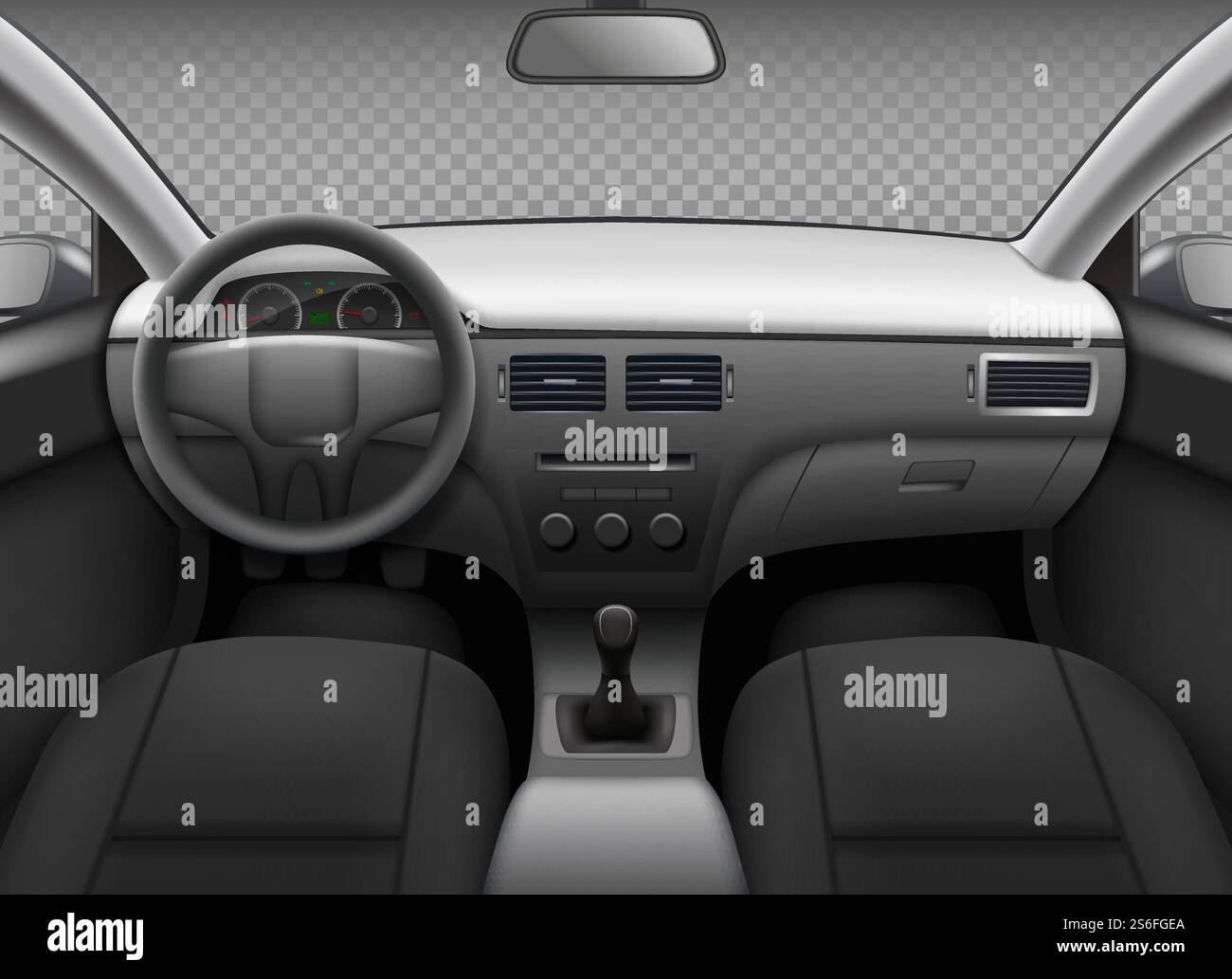 Car interior. Automobile realistic salon info panel dashboard ...