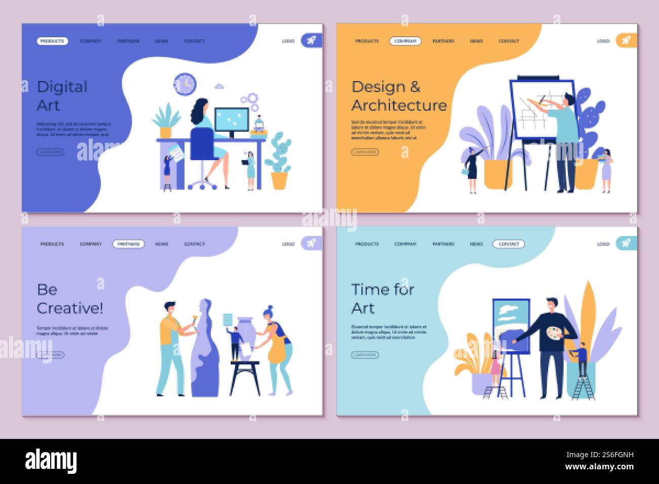 Art work landing page. Architecture design drawing sculpting vector ...