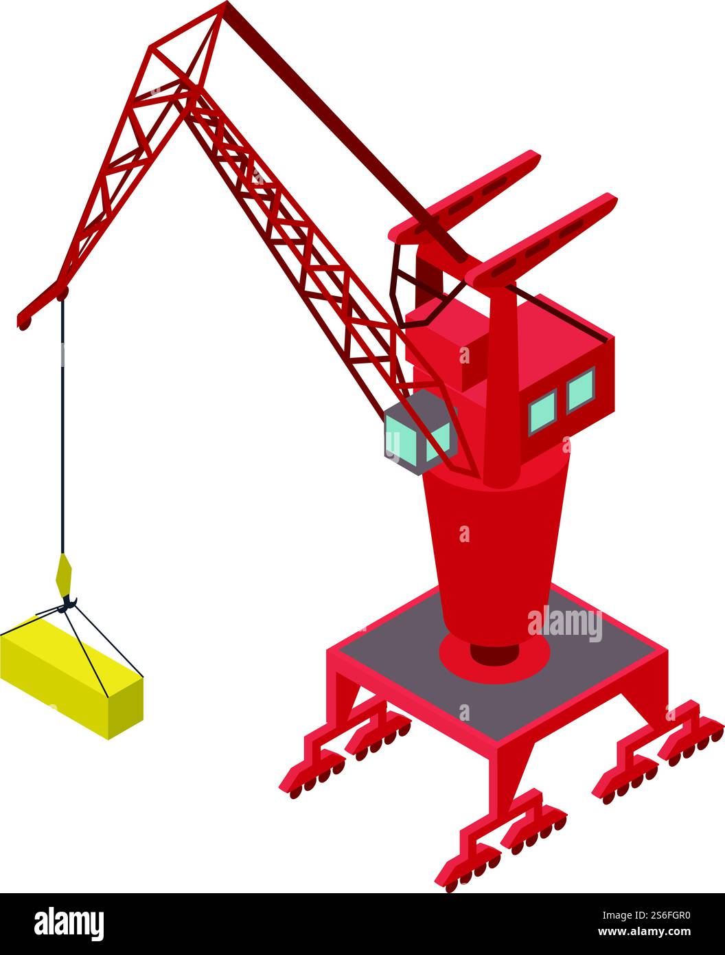 Port container crane icon. Isometric of port container crane vector ...