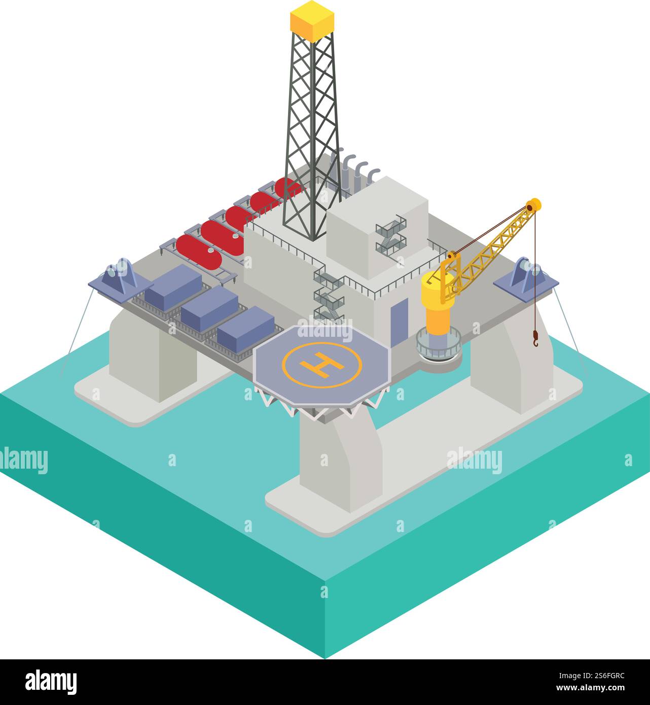 Oil extraction platform icon. Isometric of oil extraction platform ...